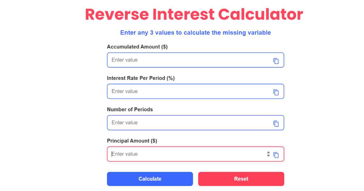 Reverse Interest Calculator